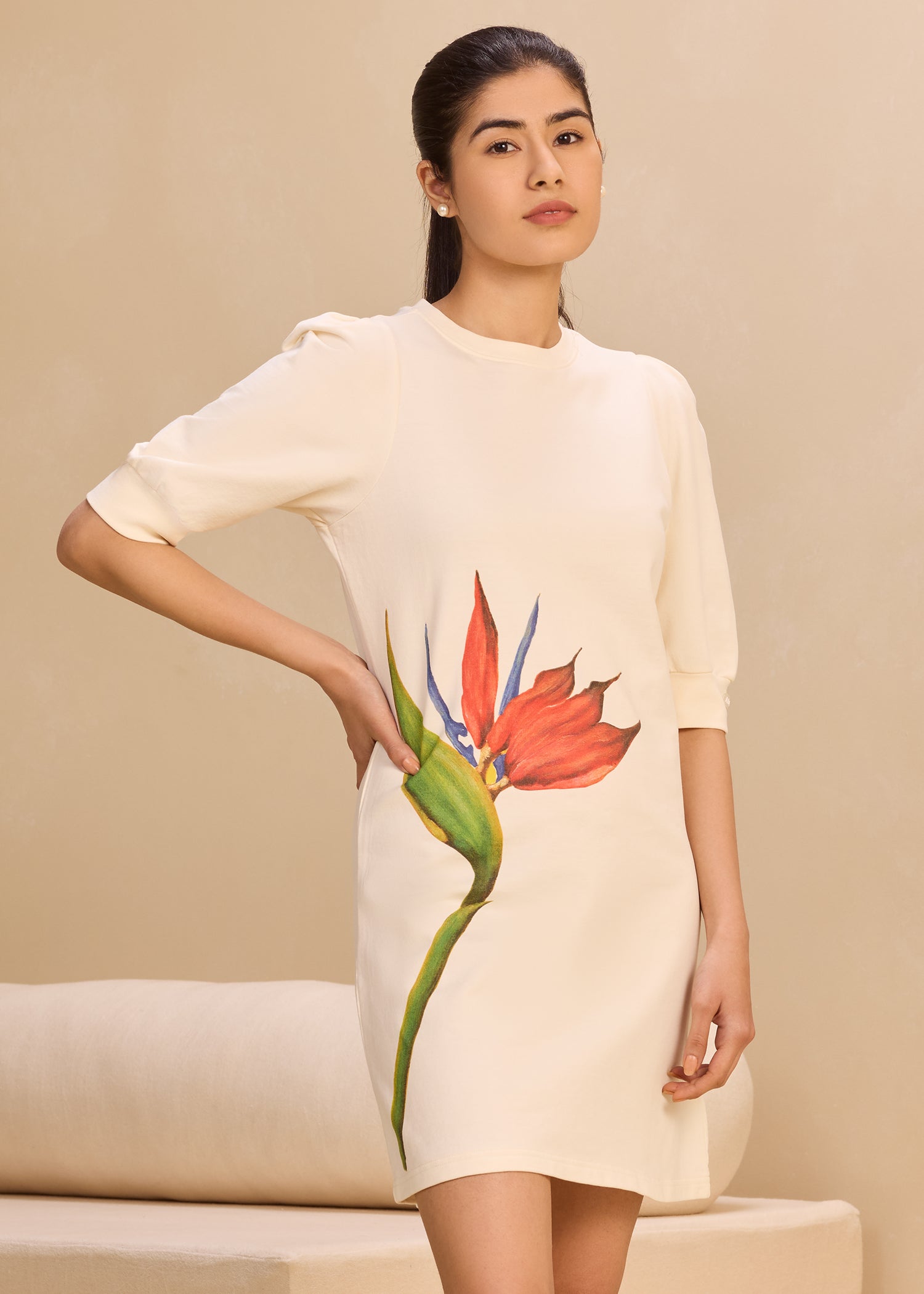 Shop Expressive Print Pouf Sleeve Dresses Online | ALONGE